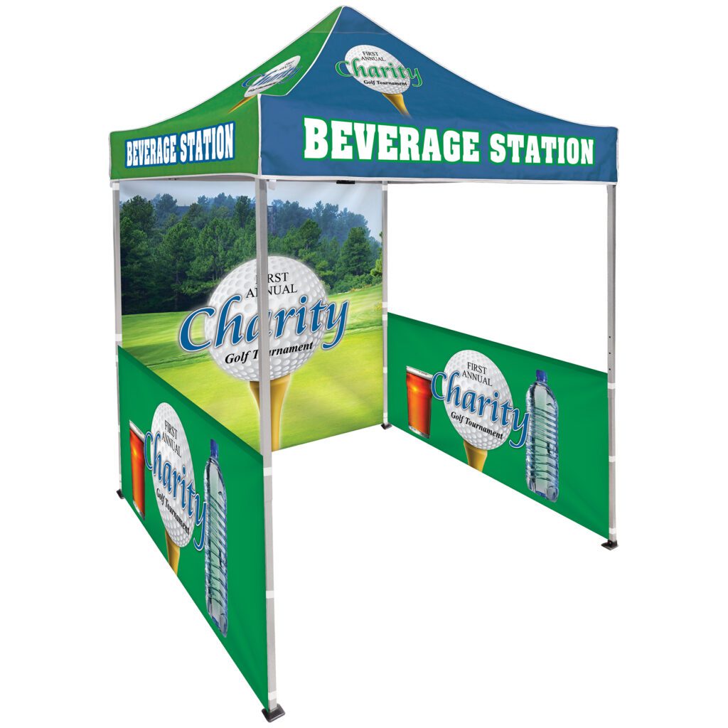 6.5' Square Canopy Tent With 1 Full Double Sided Wall & 2 Double Sided ...